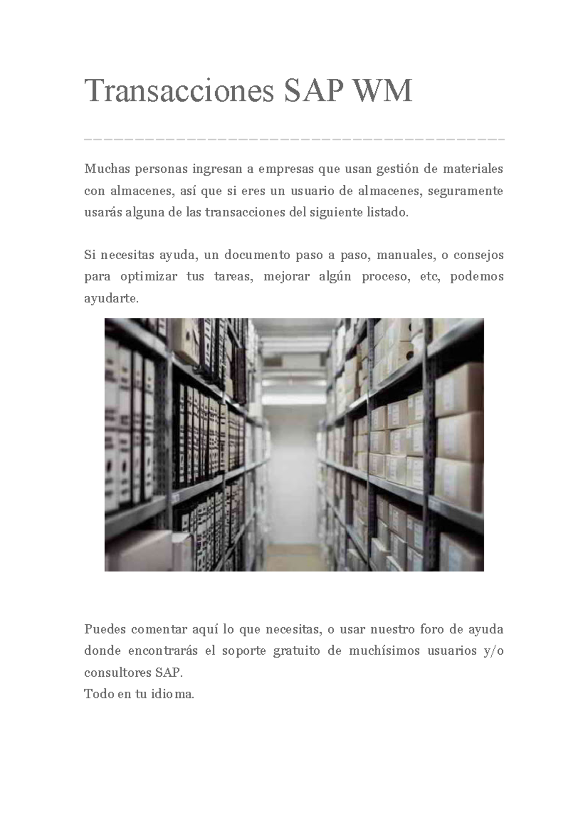 Transacciones-SAP-WM - Transacciones SAP WM Muchas personas ingresan a ...