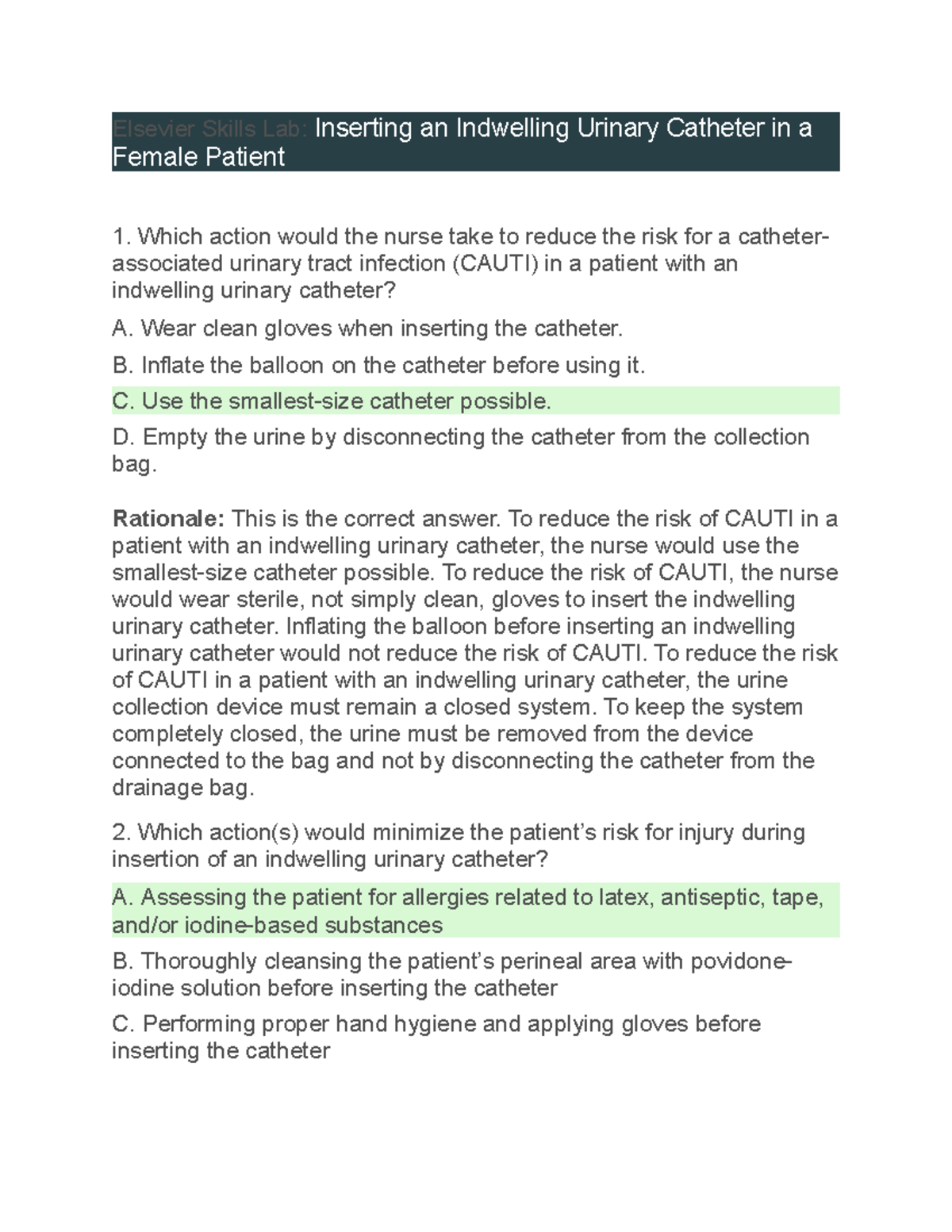 Female cath - Elsevier skills lab - Elsevier Skills Lab: Inserting an ...