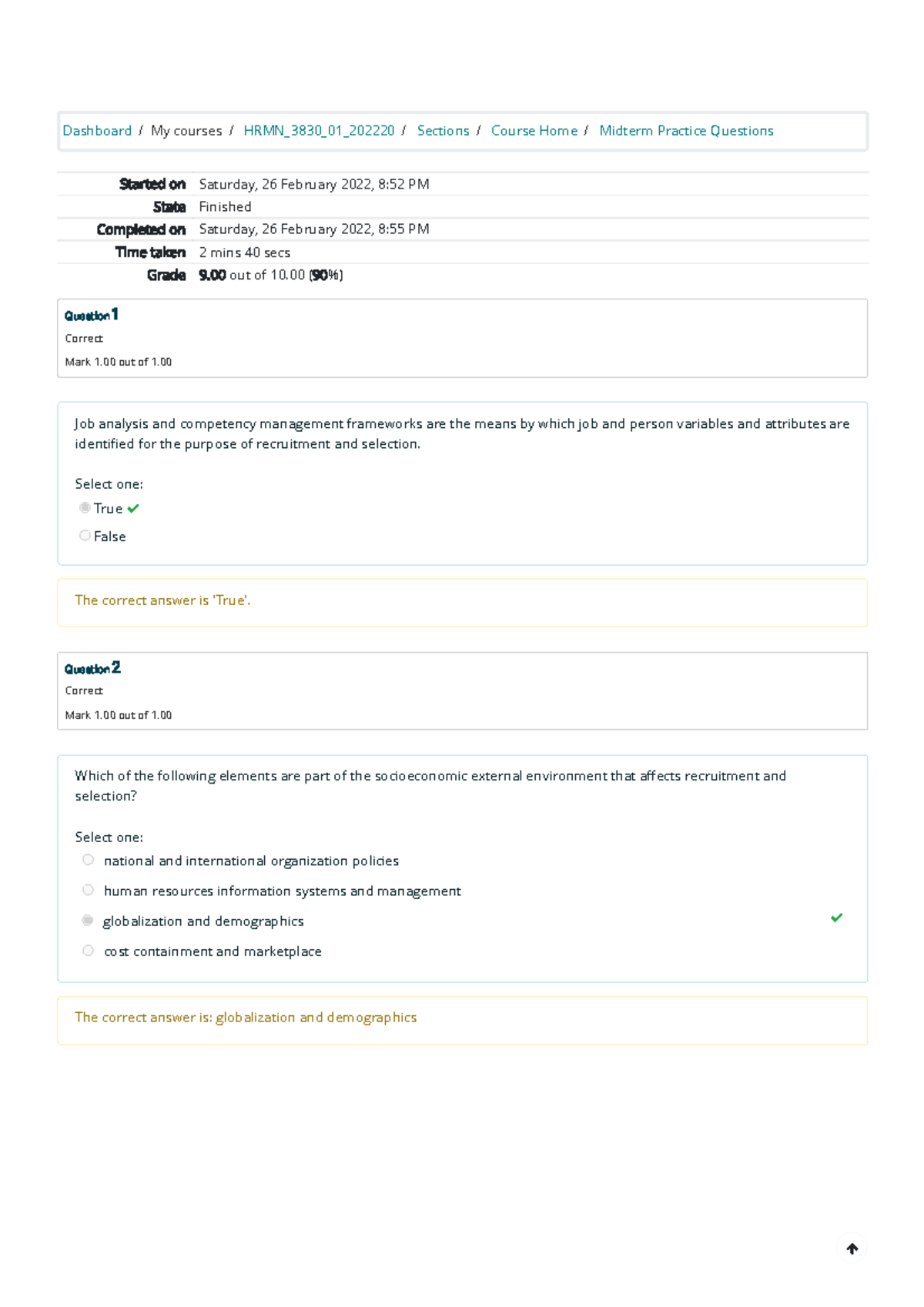 Midterm Practice Questions Attempt review 3 - Dashboard / My courses ...
