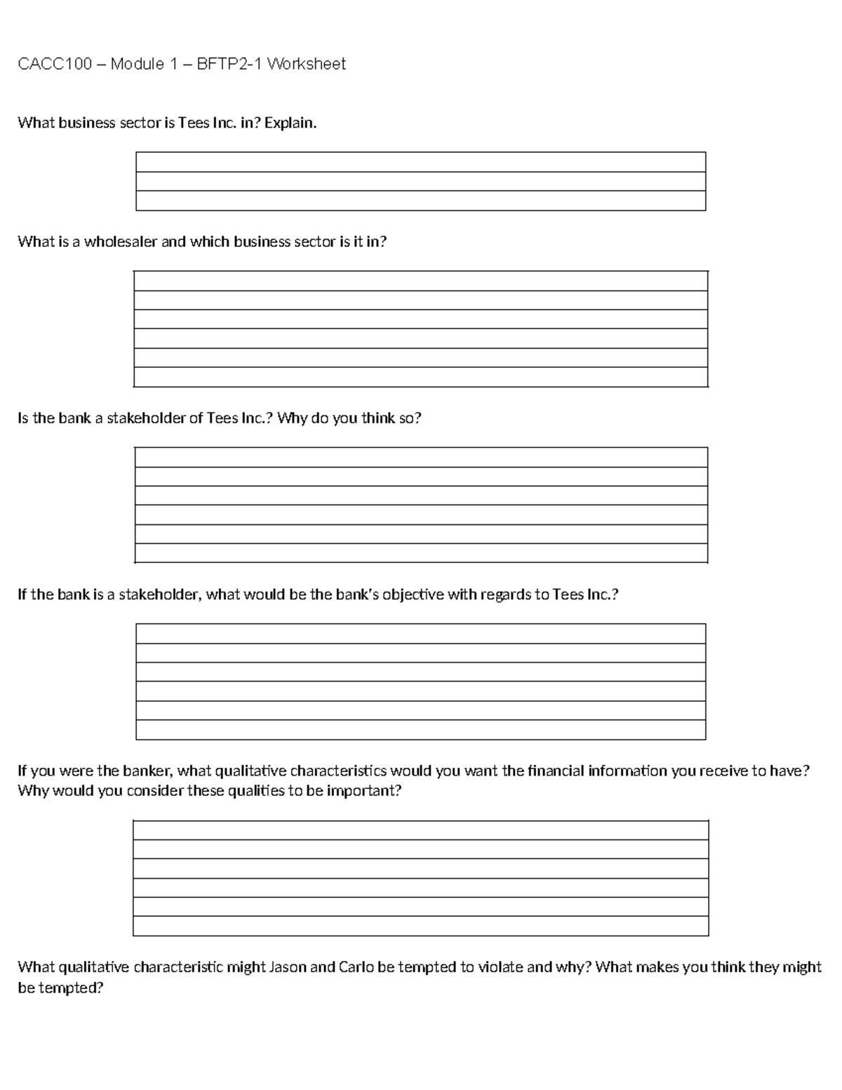Module 2 - BFTP2-1 2 - CACC100 – Module 1 – BFTP2-1 Worksheet What ...