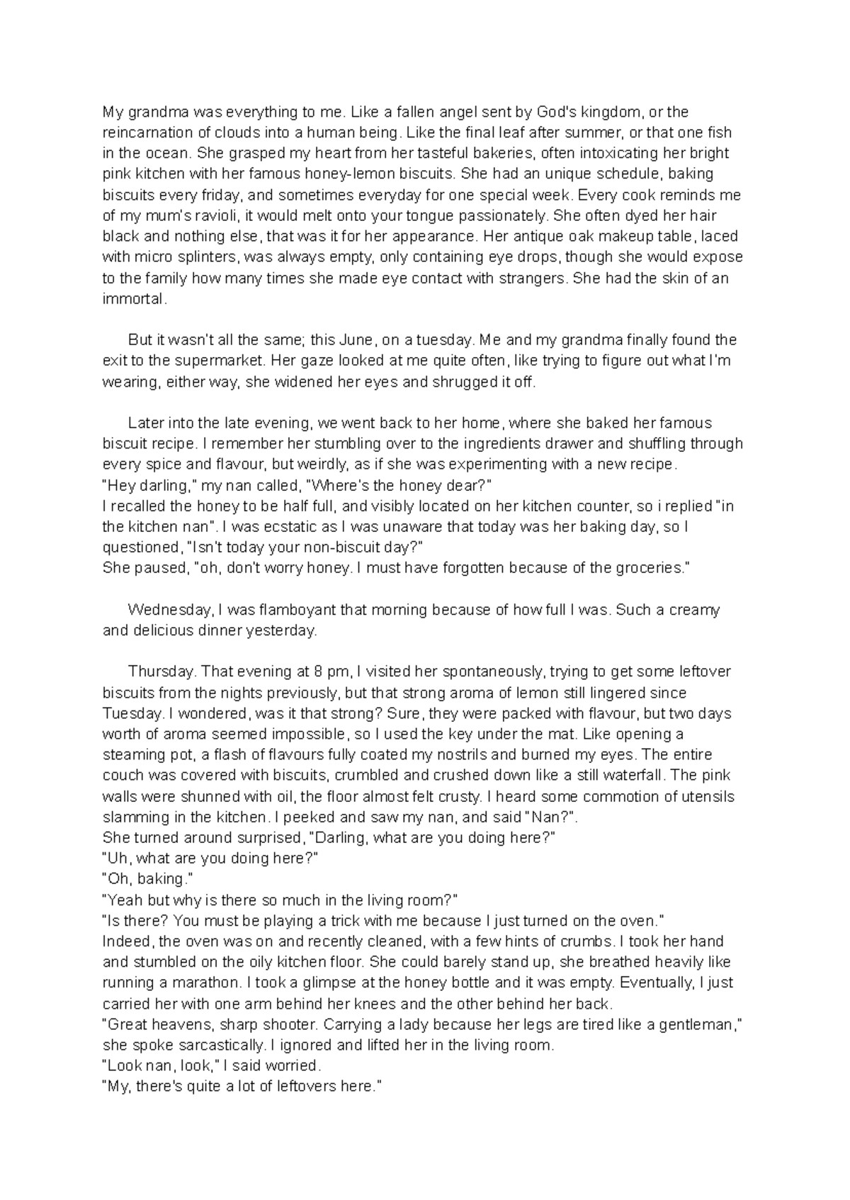 Mod C, Creative Writing. IMAGINARY!!! "Facing loss in family" - My ...