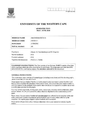 MAM151 - Mathematics 151 (Sf) - Studocu