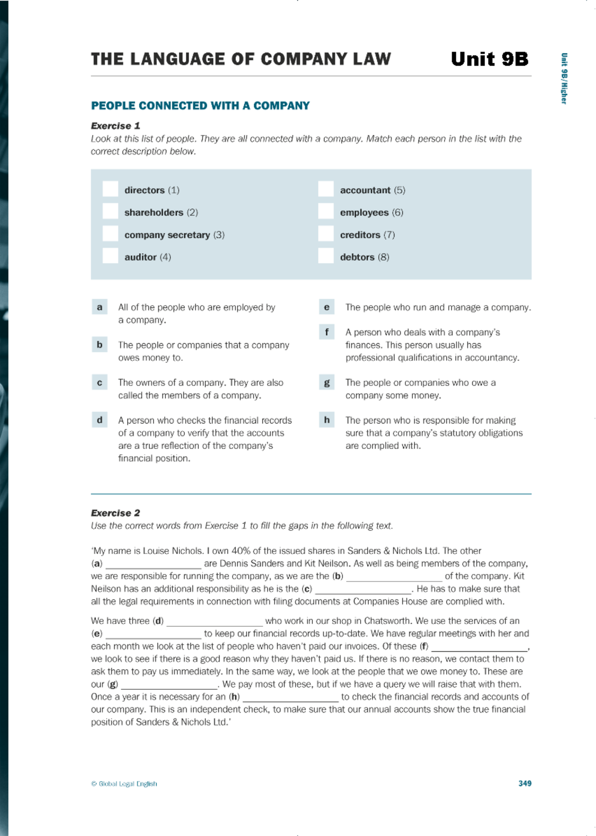 The Lawyer's English Language Coursebook - UNIT 9B - Juridisch Engels I - Unit 9B - Studocu