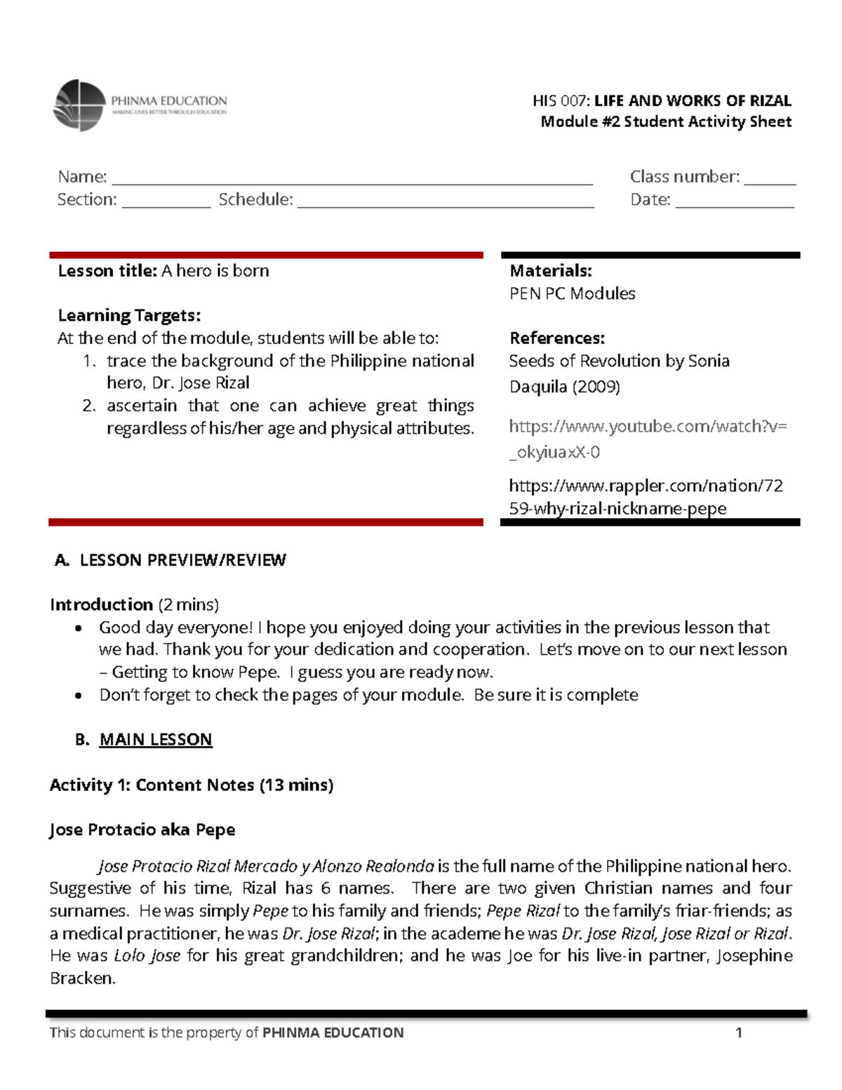 SAS2 - HIS 007 - Module #2 Student Activity Sheet Name: - Studocu