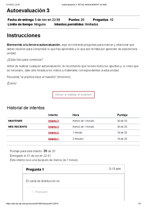 Autoevaluación 2 Retail Management (41484) - Autoevaluación 2 Fecha de entrega 29 de oct en 23: ...