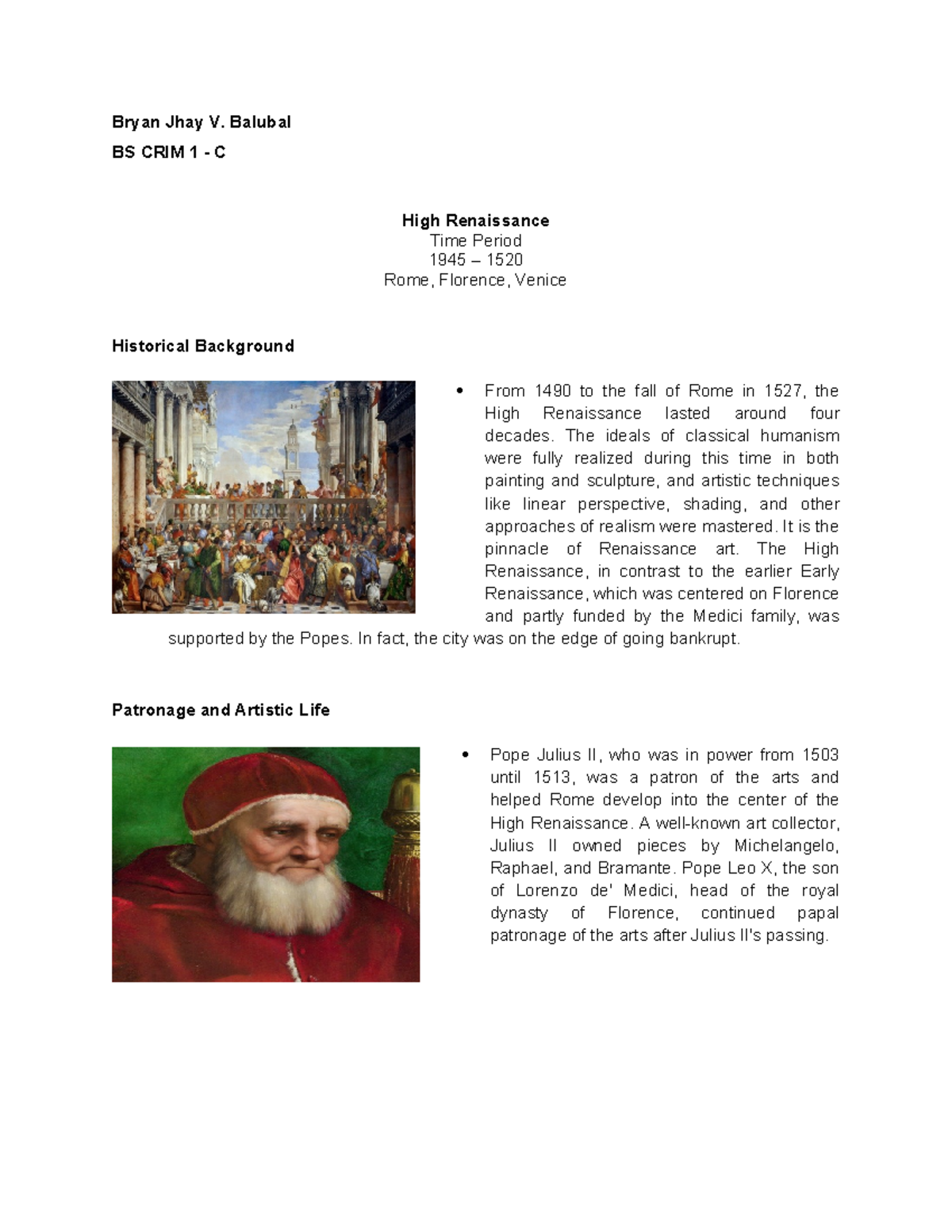 High-Renaissance - This document will help with the application of the ...