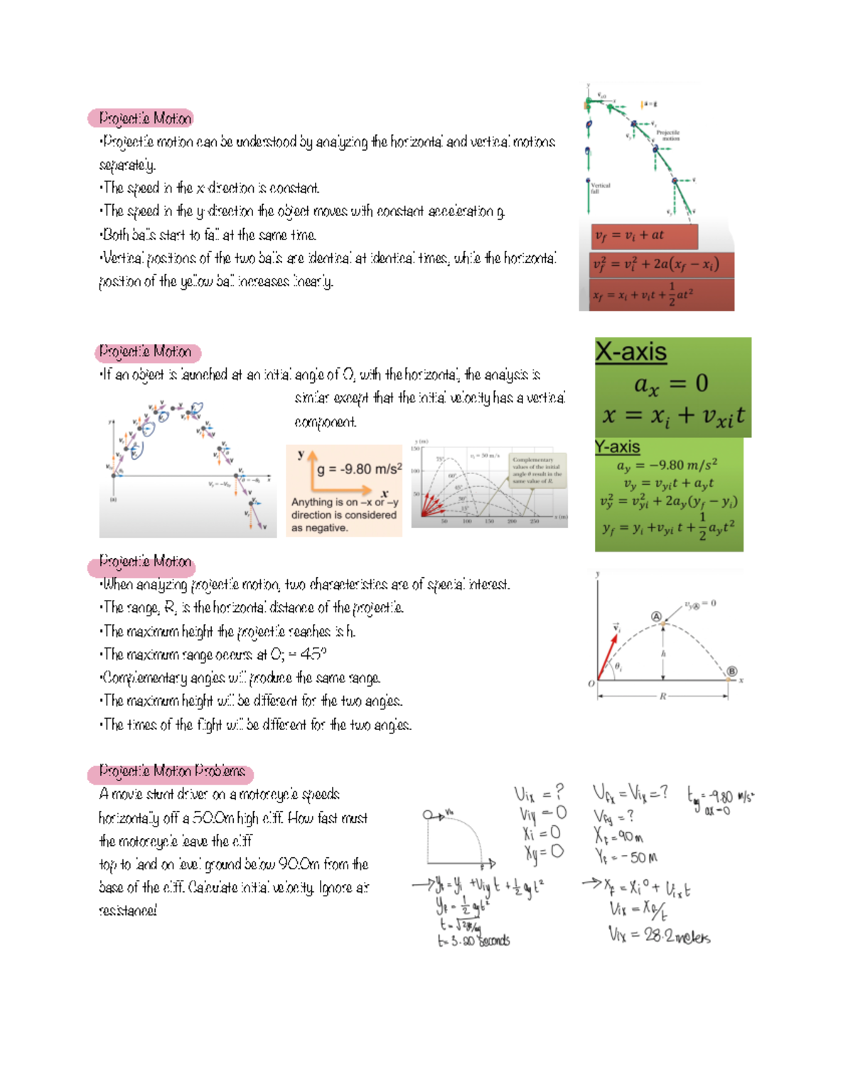 WU1L3 - UNIT 1.pdf - Projectile Motion •Projectile motion can be ...