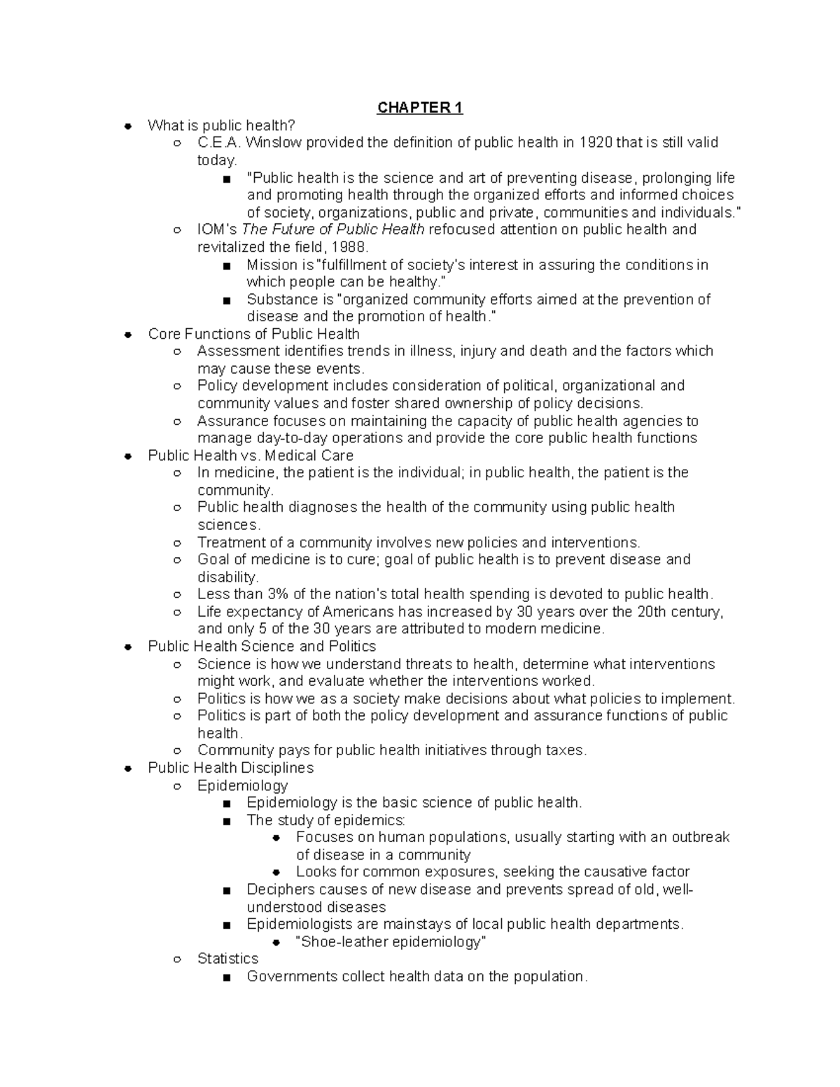What is Public Health? Definition Disciplines and Importance - Studocu