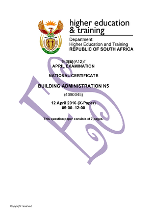 N6 Building Administration - REPORT 191 PROGRAMMES SYLLABUS BUILDING ...