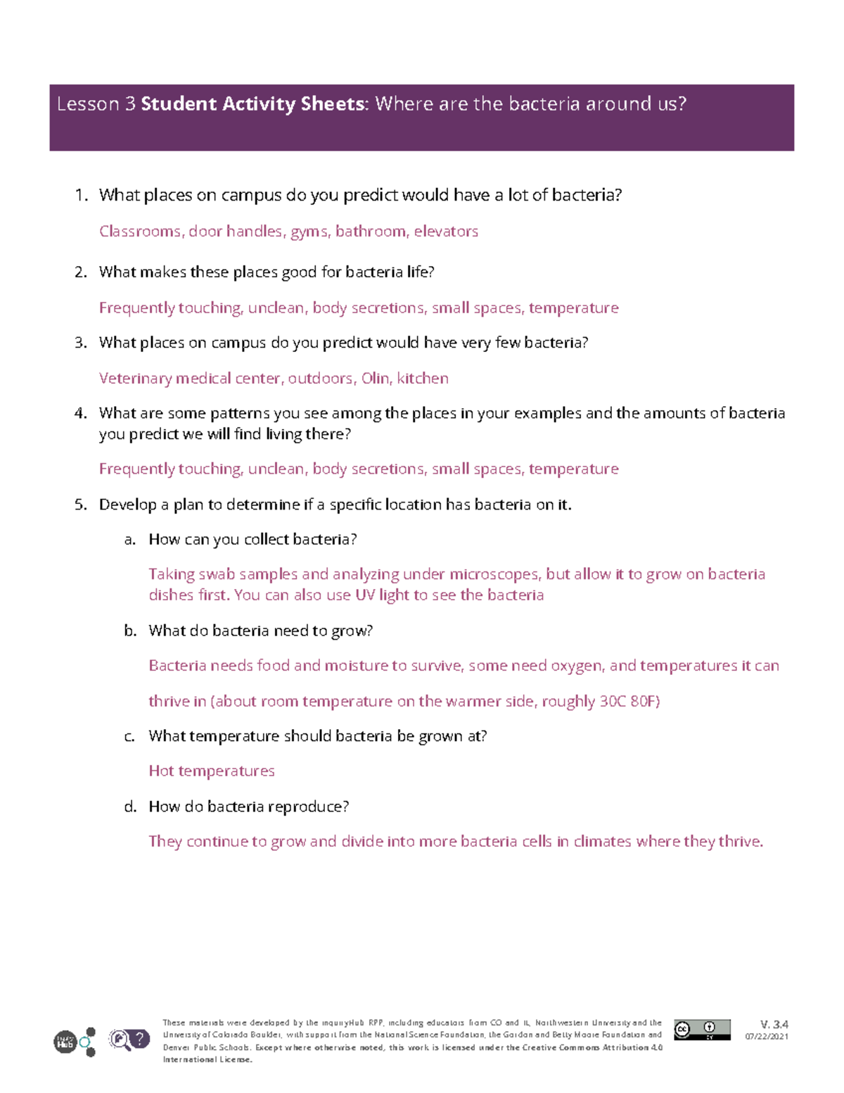 Activity Sheet Work - Lesson 3 Student Activity Sheets: Where are the ...