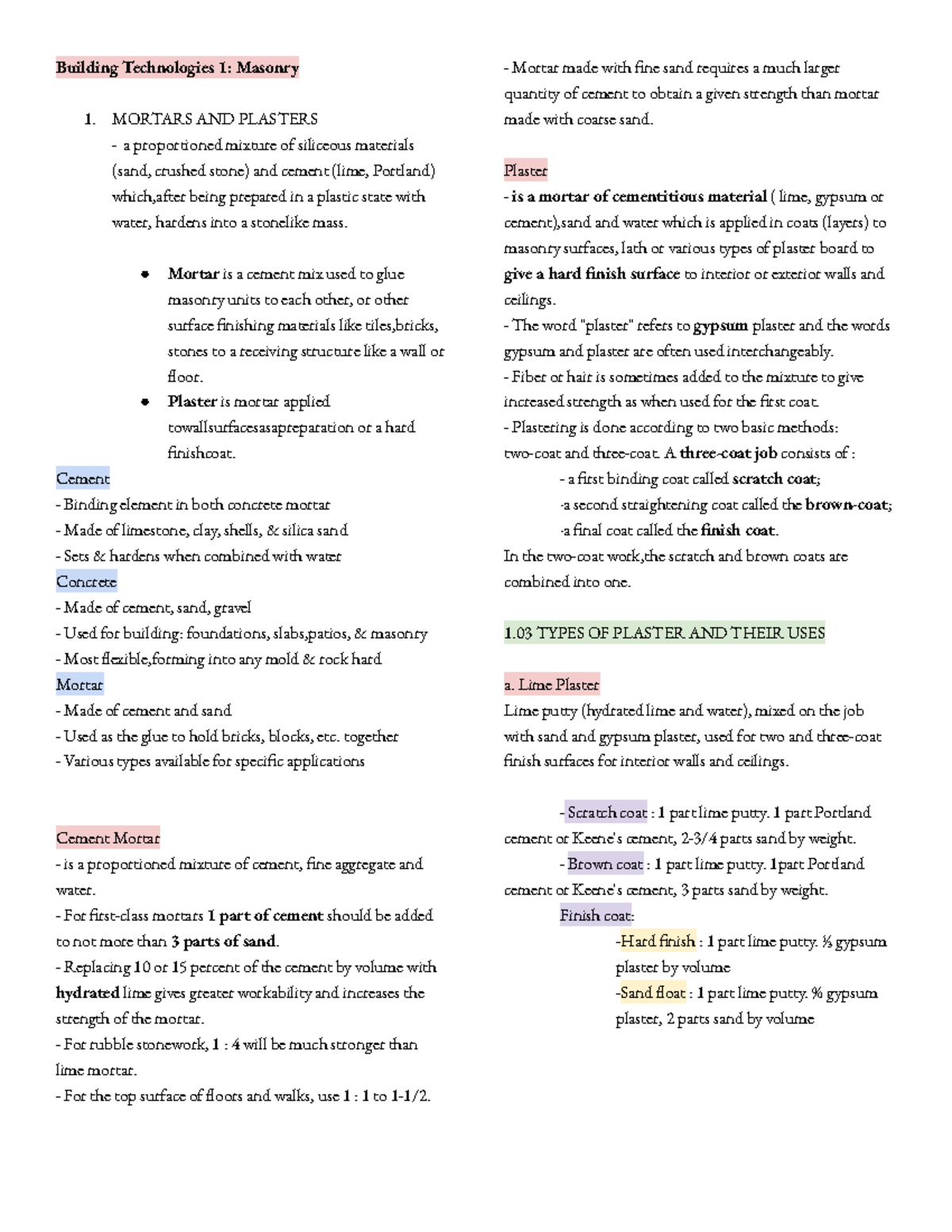 Building Technologies 01 Module 3 - Building Technologies 1: Masonry ...