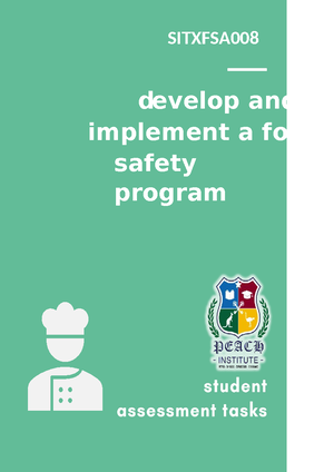 Sitxfsa 008 Project Portfolio - SITXFSA develop and implement a food ...