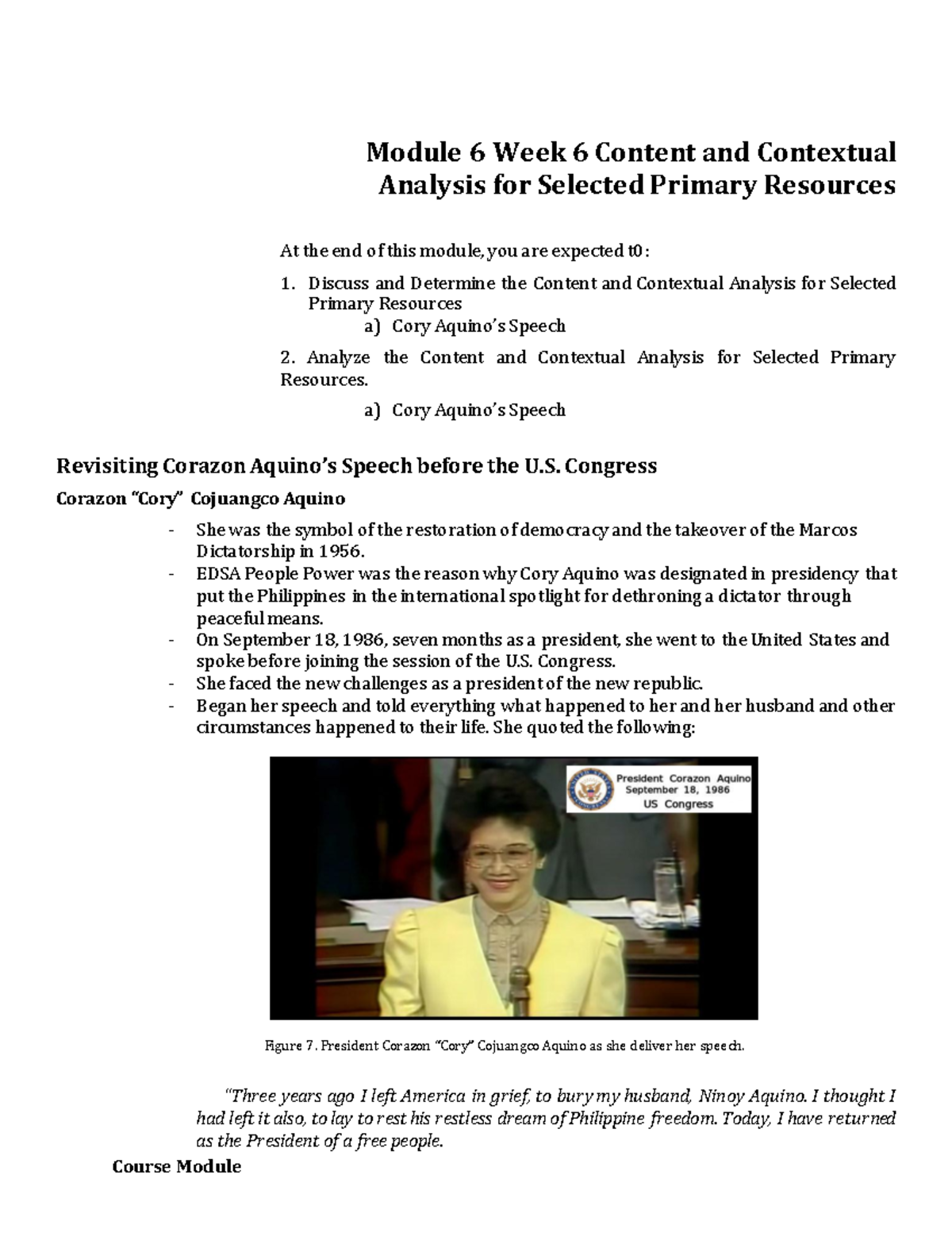 W6- Module 6 Content and Contextual Analysis for Selected Primary ...