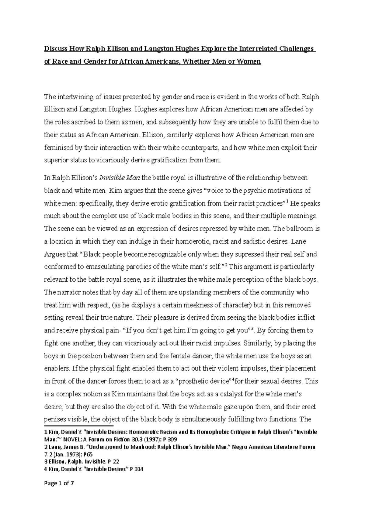 Discuss How Ralph Ellison and Langston Hughes Explore The Interrelated ...