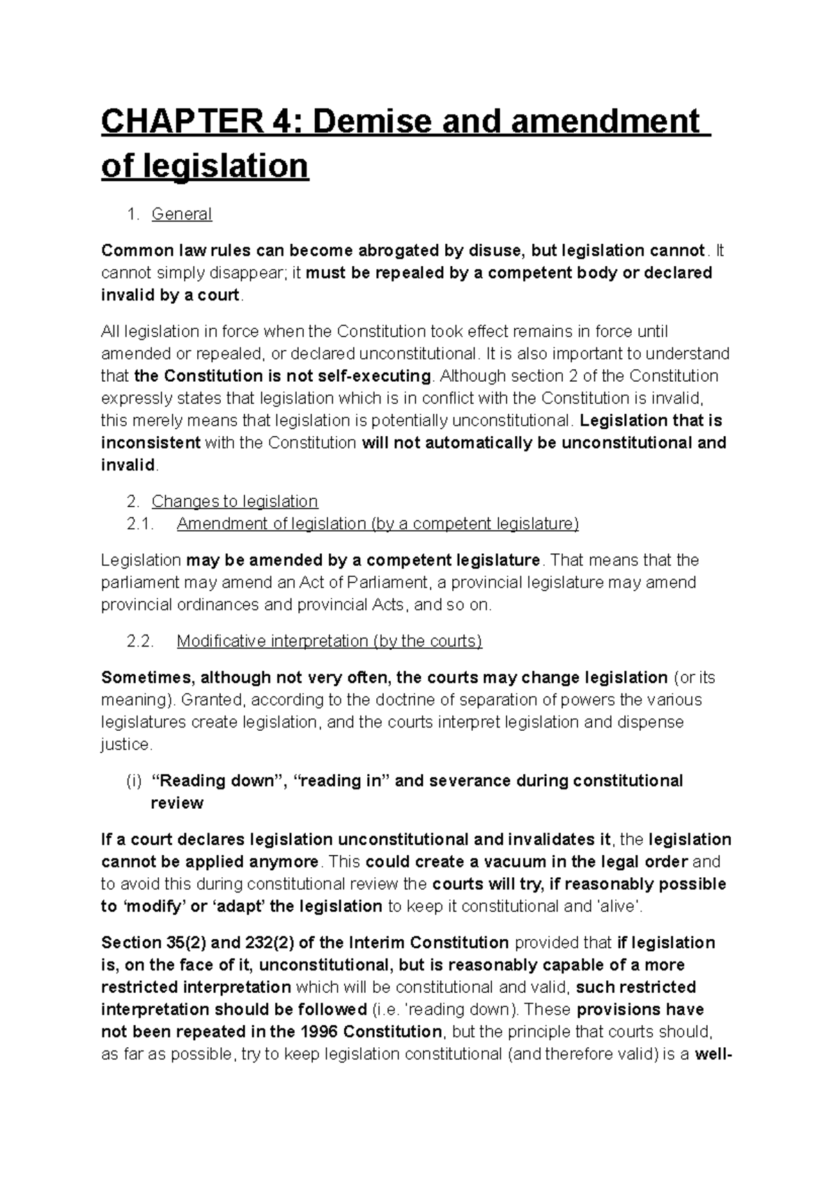 Chapter 4 - CHAPTER 4: Demise and amendment of legislation General ...