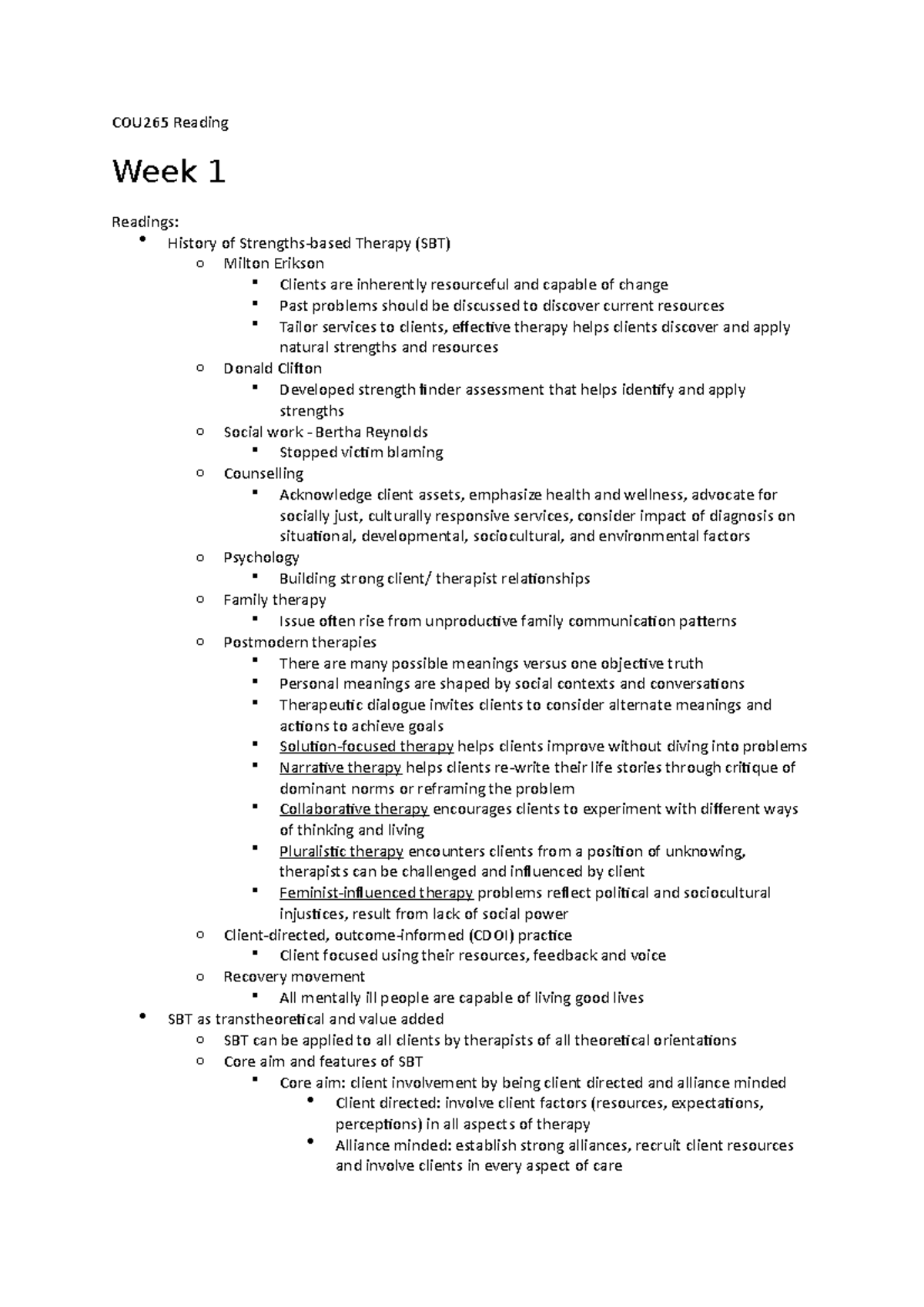COU265 Reading - Every required chapter in note form - COU265 Reading ...