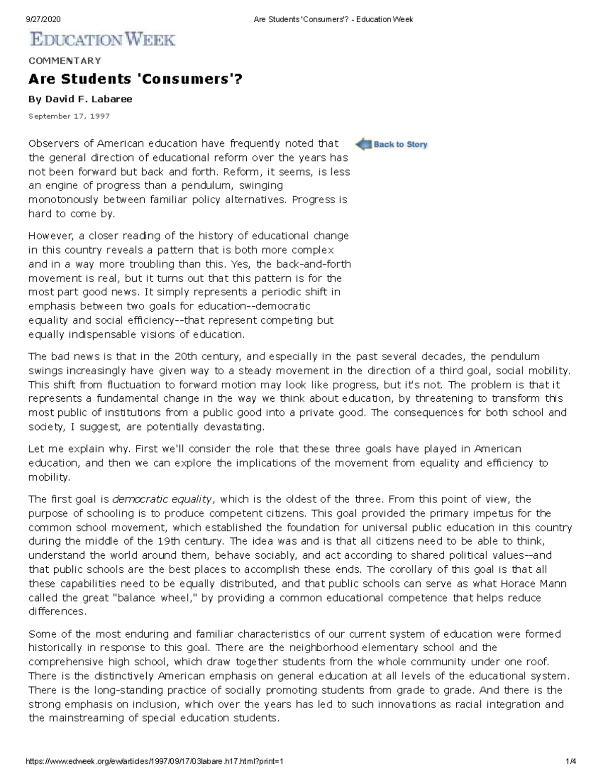 Are Students 'Consumers' - Education Week - COMMENTARY Are Students ...