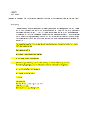 BIOL 303 exam 4 study guide Spring 2022 - BIOE 370 Study Guide There ...