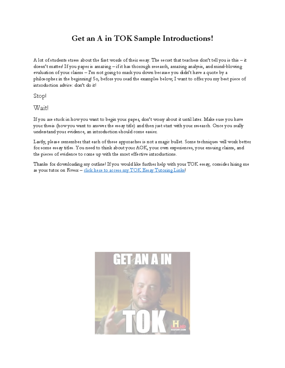 Sample TOK Introductions - Get an A in TOK Sample Introductions! A lot ...