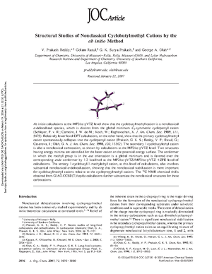 Olah 2001 100 years of carbocations and their significance in chemistry ...