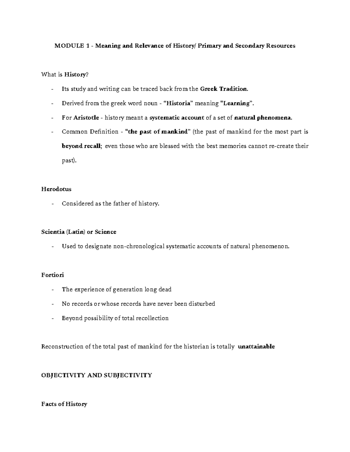 Primary and Secondary Sources notes - MODULE 1 - Meaning and Relevance ...