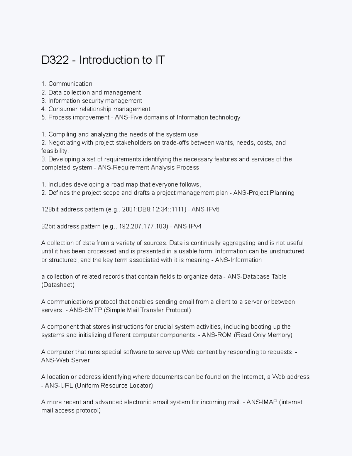 D322 - Introduction to IT - D322 - Introduction to IT Communication ...