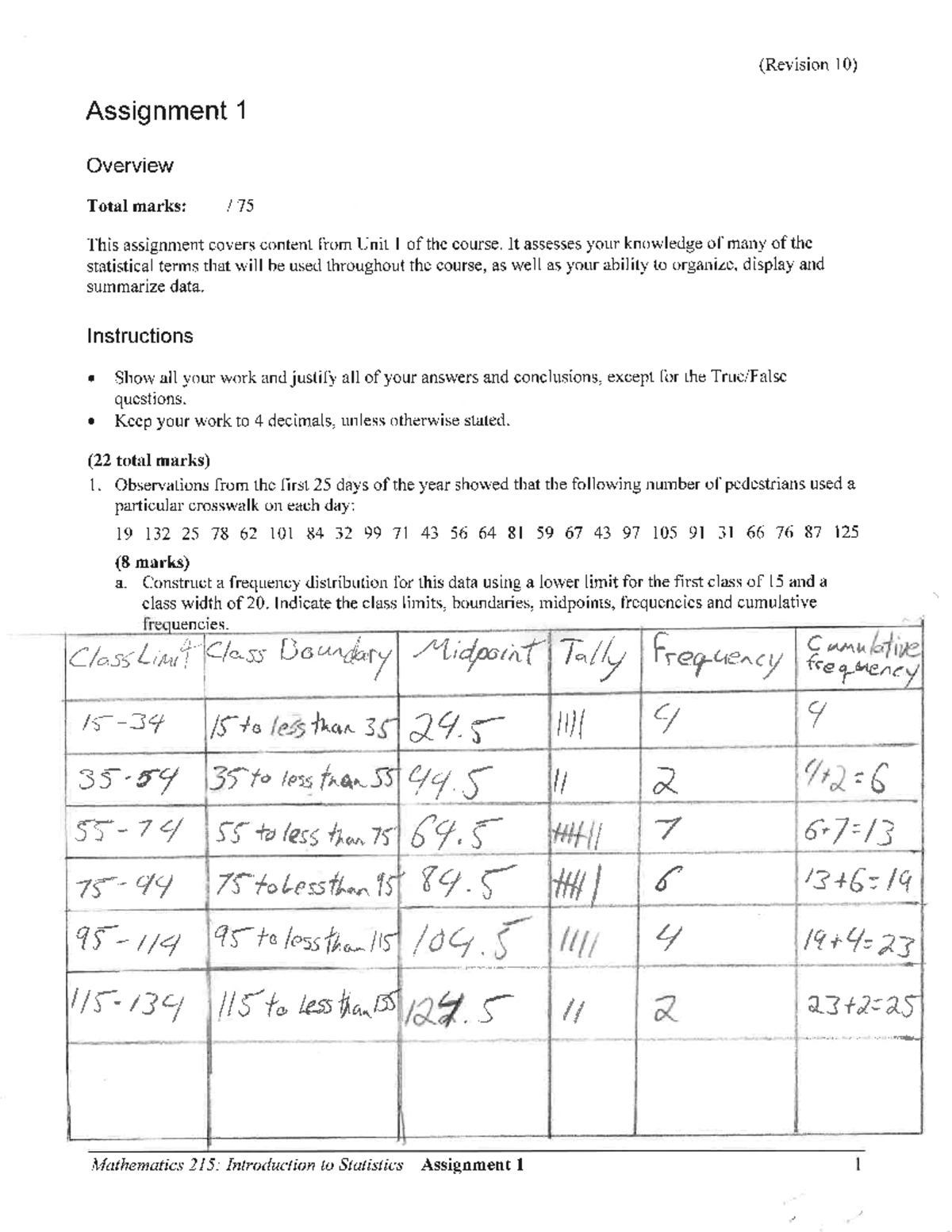 MATH215 Assignment 1 - I got 100% - Math 215 - Studocu