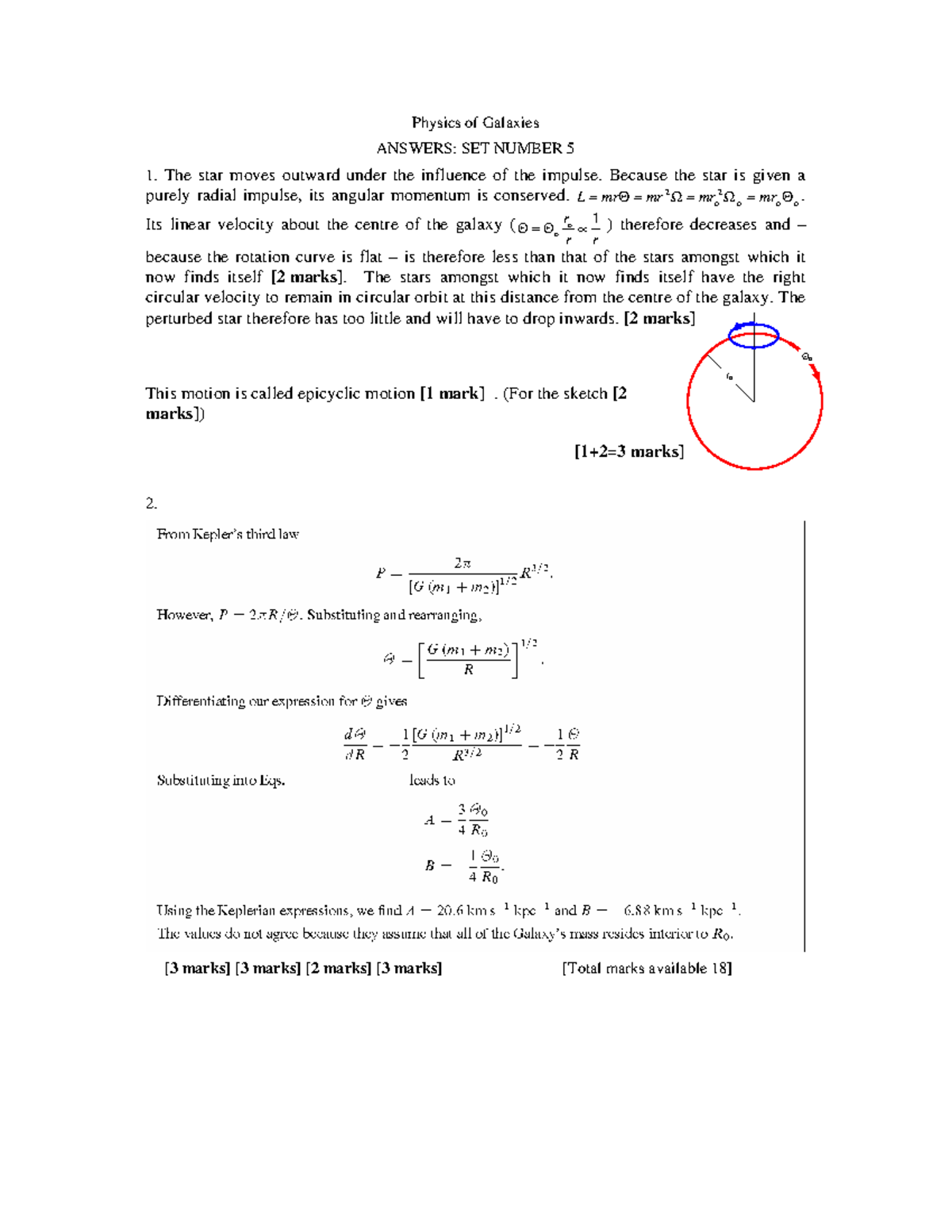Coursework 05 - 2017 - Physics of Galaxies ANSWERS: SET NUMBER 5 1. The ...