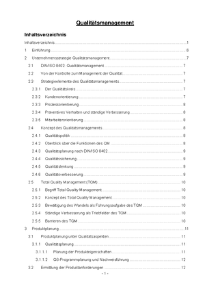 Qualitätsmanagement Zusammenfassung Vorlesung&Übung - Warning: TT: undefined function: 32 ...