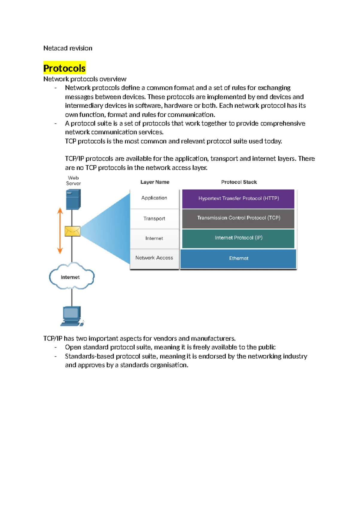 Netacad revision 2 - Netacad revision Protocols Network protocols overview - Network protocols ...