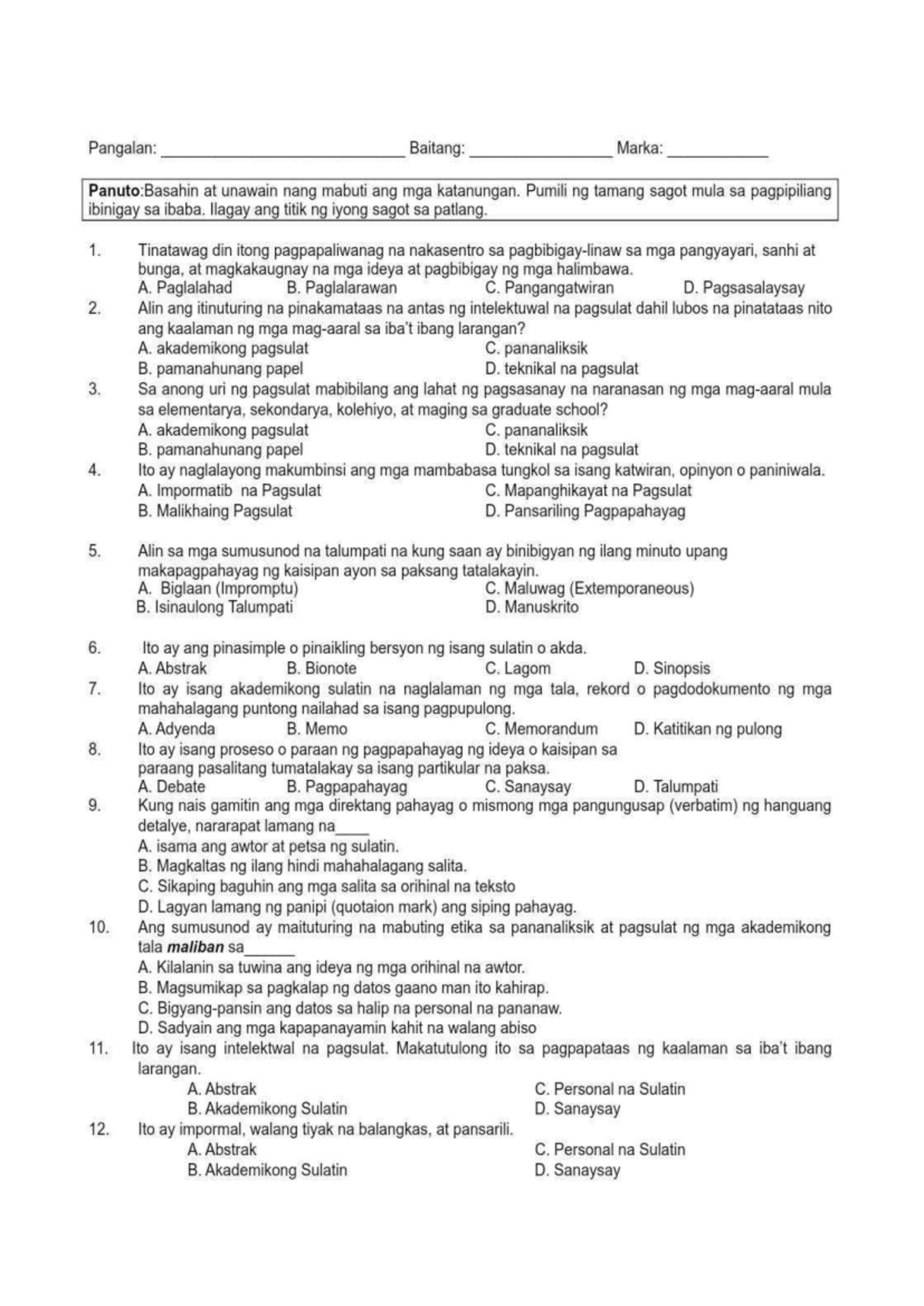 NAT Review - Bachelor of Elementary Education - Studocu