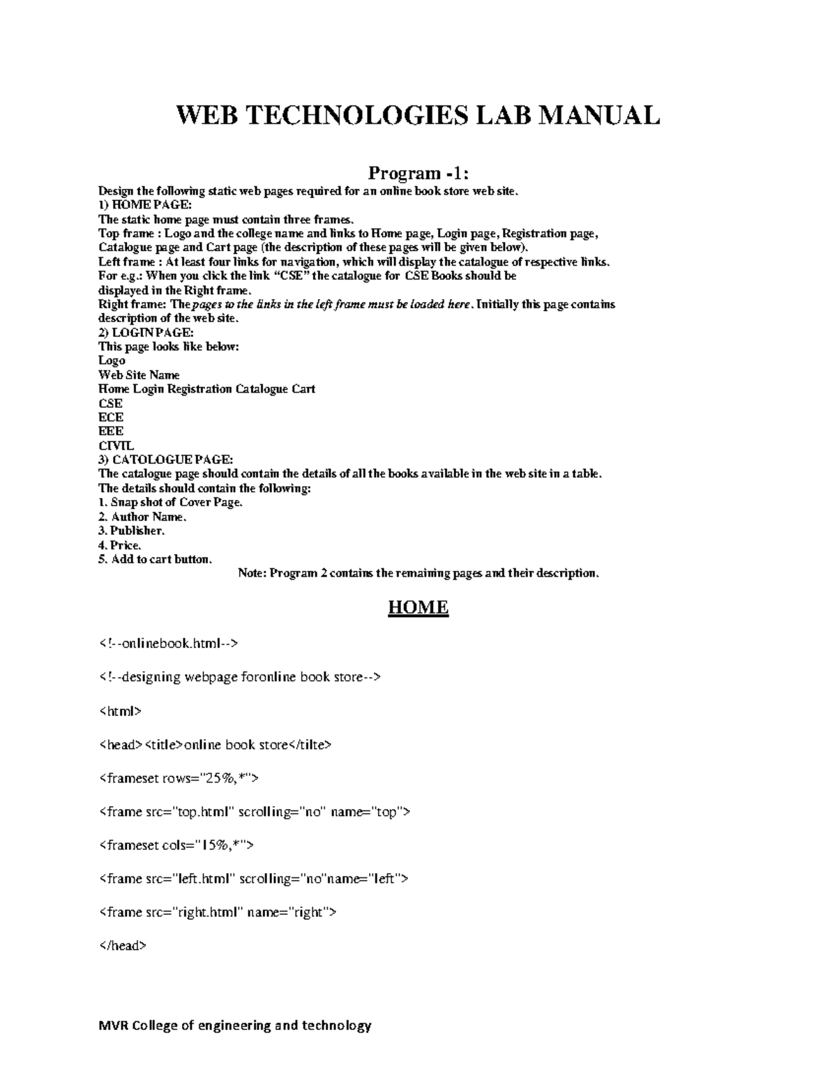 WEB Technologies LAB Manual Program -1 D - Warning: TT: undefined ...