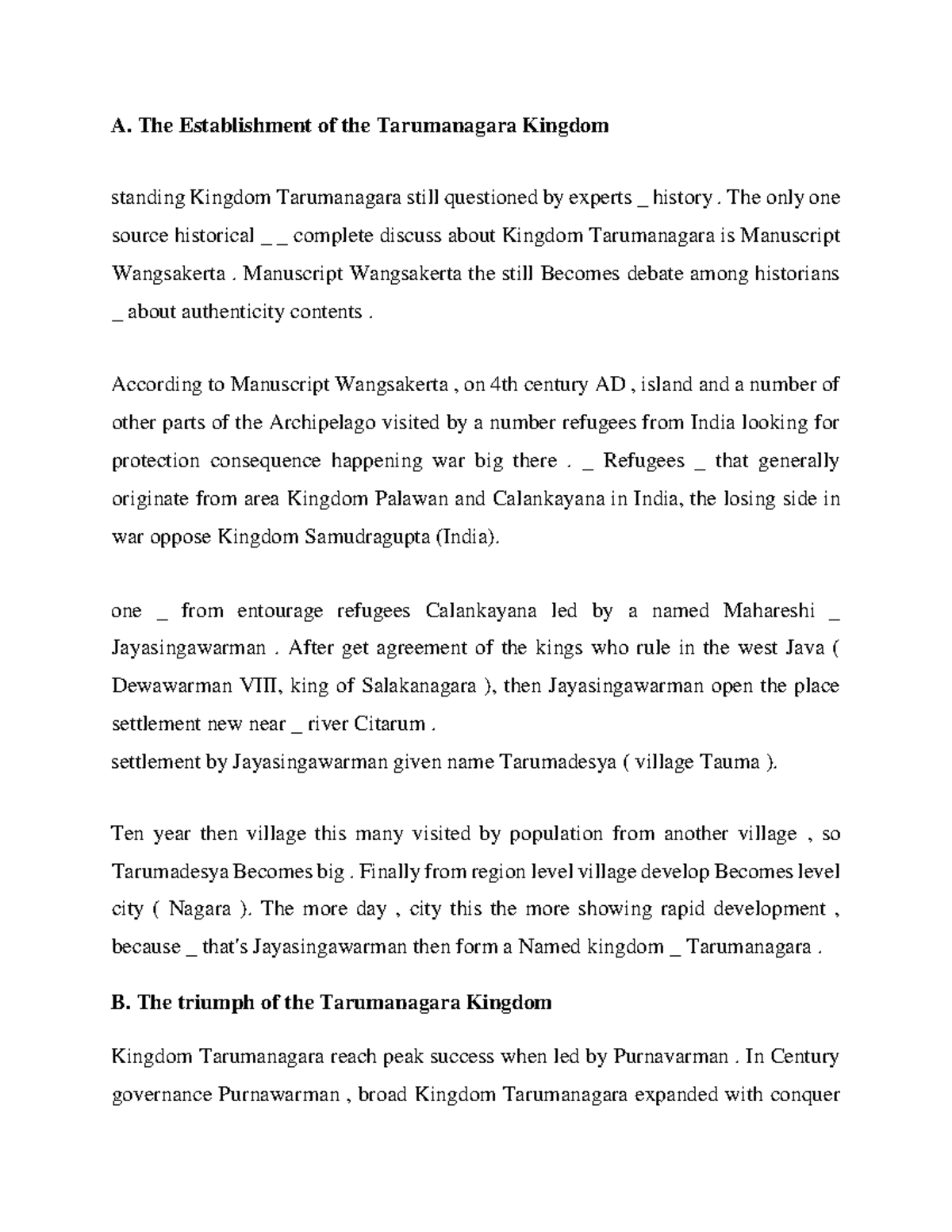 'The Establishment of the Tarumanagara Kingdom' - A. The Establishment ...