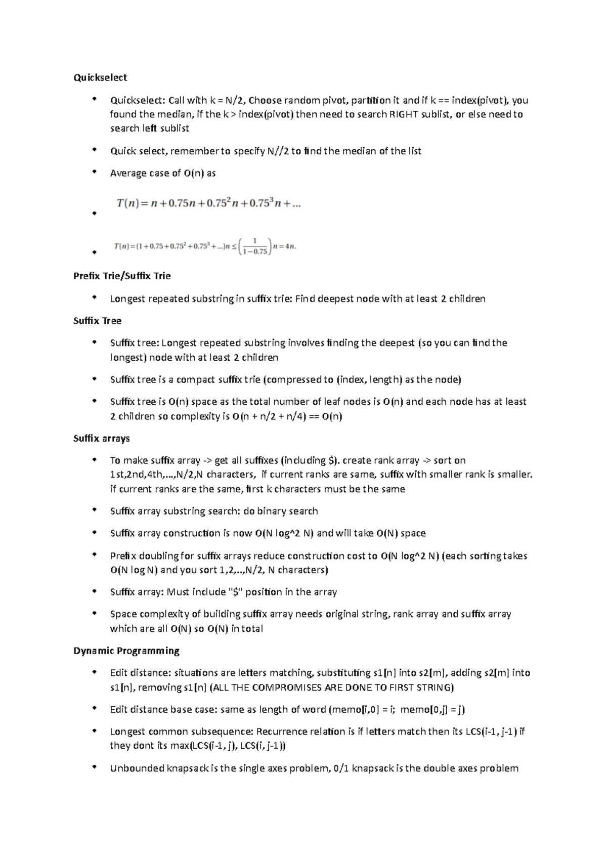 Exam Tips copy 2 - Exam Tips for DSA - Quickselect - Quickselect: Call ...