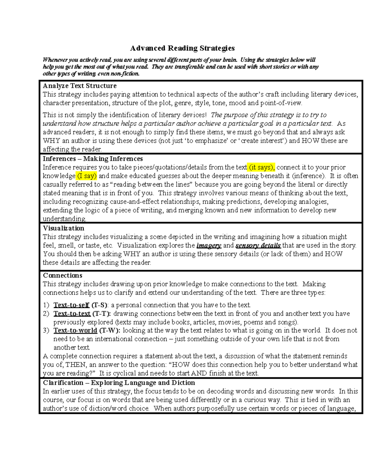 Advanced Reading Strategies - Advanced Reading Strategies Whenever you ...