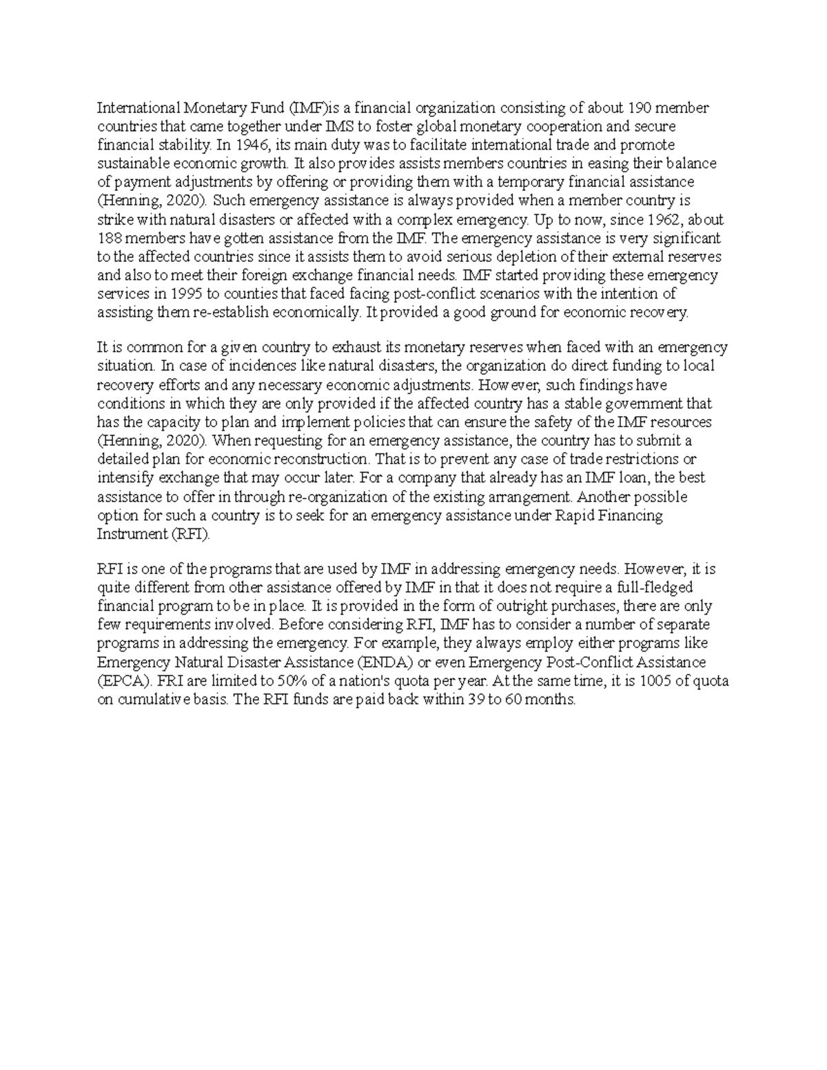 THE IMF - Lecture notes 10 - International Monetary Fund (IMF)is a ...