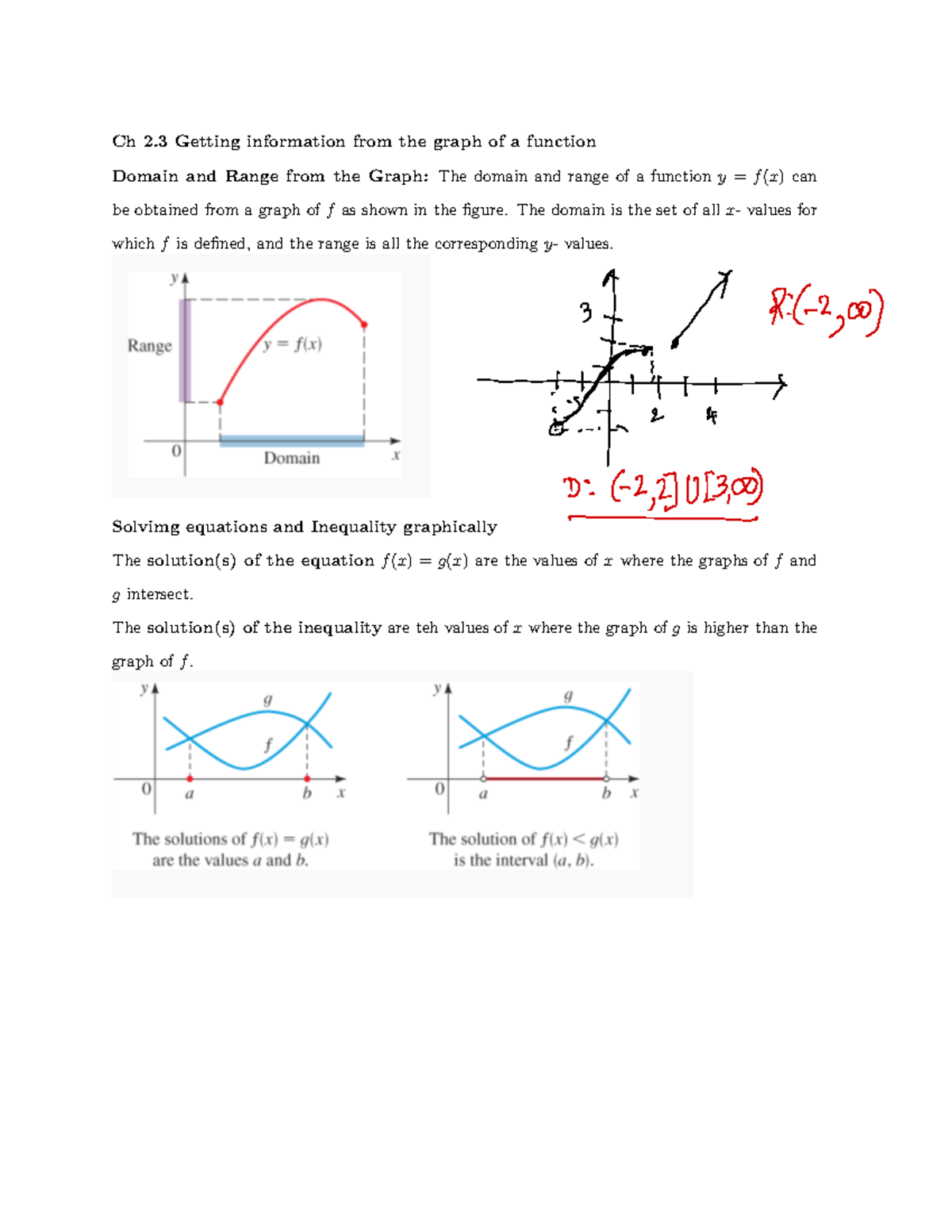2.3 Getting information from the graph Precalc PART 1 - Ch 2 Getting information from the graph ...