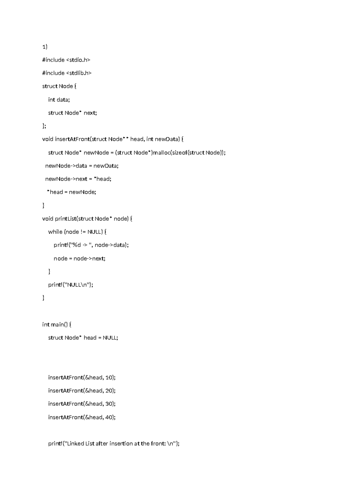 Module 2 programs - dsa - 1) #include #include struct Node { int data; - Studocu