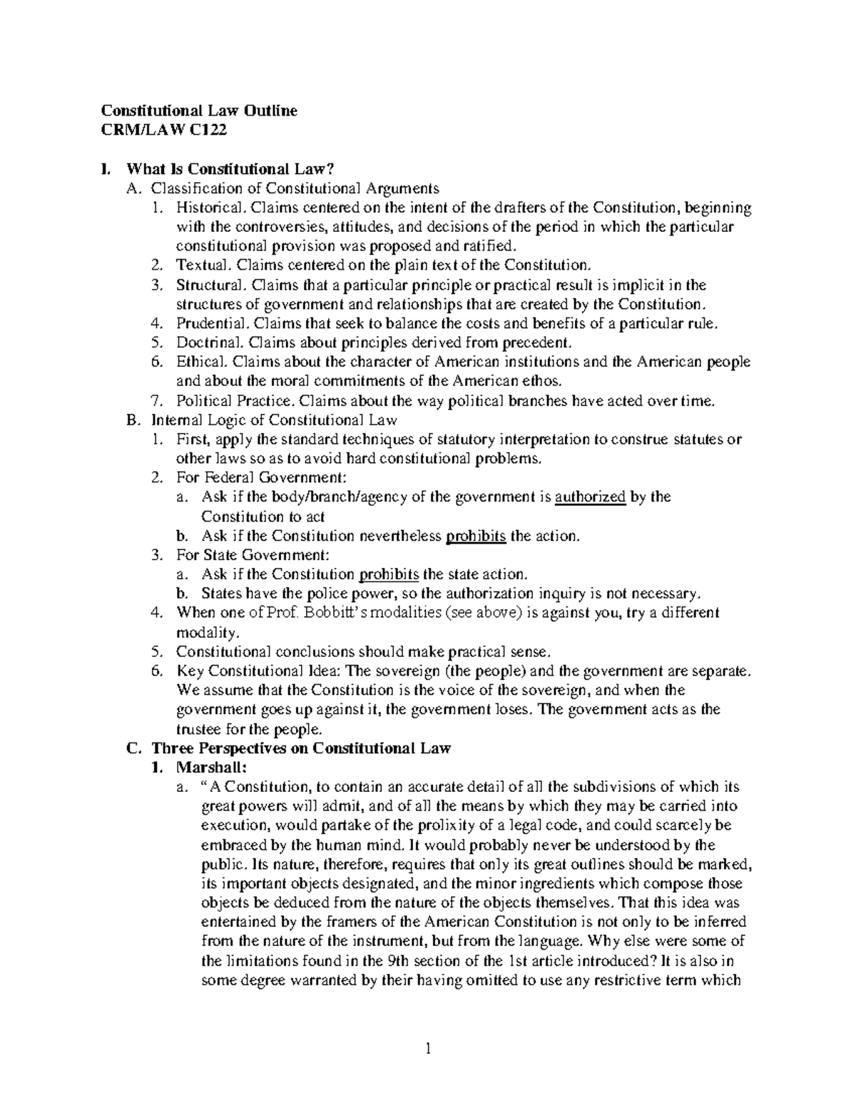 Con Law 2016 Outline - Summary Constitutional Law - Constitutional Law ...