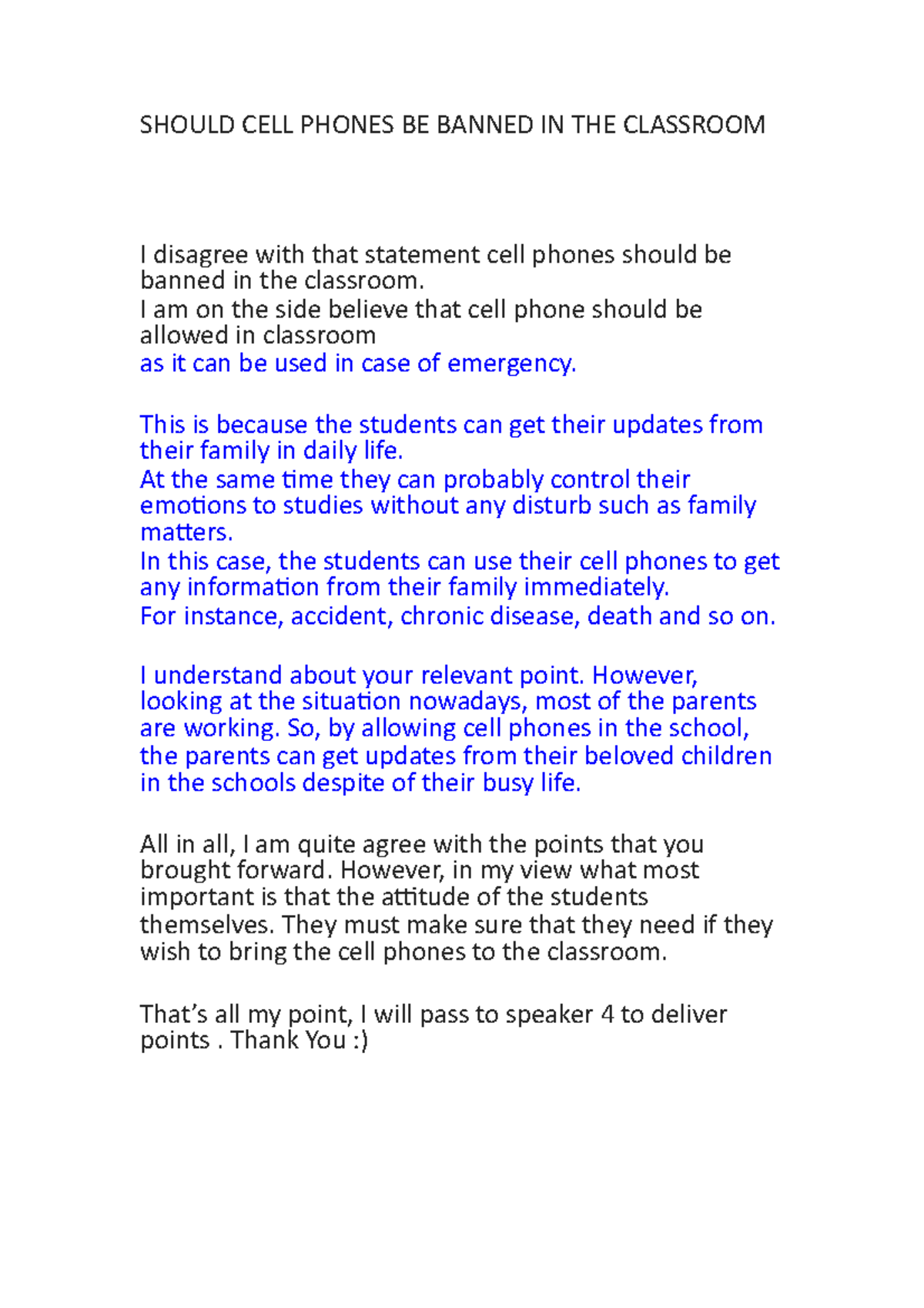 Should CELL Phones BE Banned IN THE Classroom - SHOULD CELL PHONES BE ...