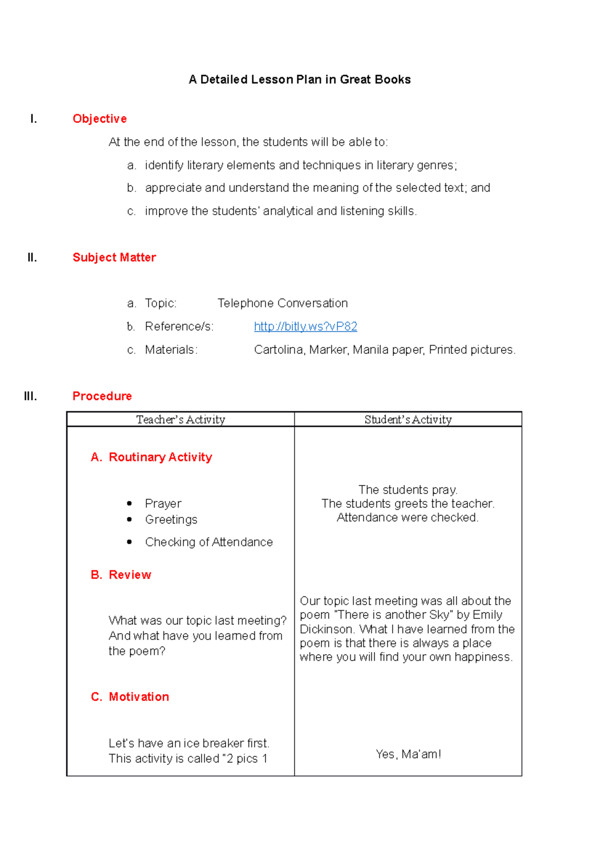 Great-books hmm 111428 - A Detailed Lesson Plan in Great Books I ...