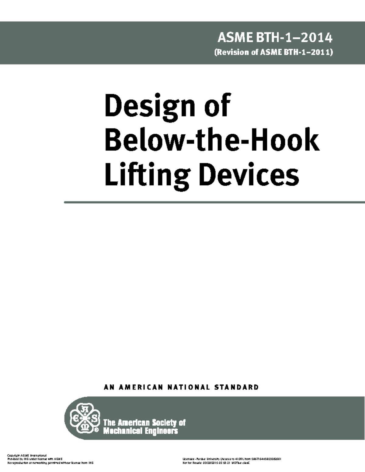 ASME BTH-1-2014-1 - Design of Below-the-Hook Lifting Devices - Design ...