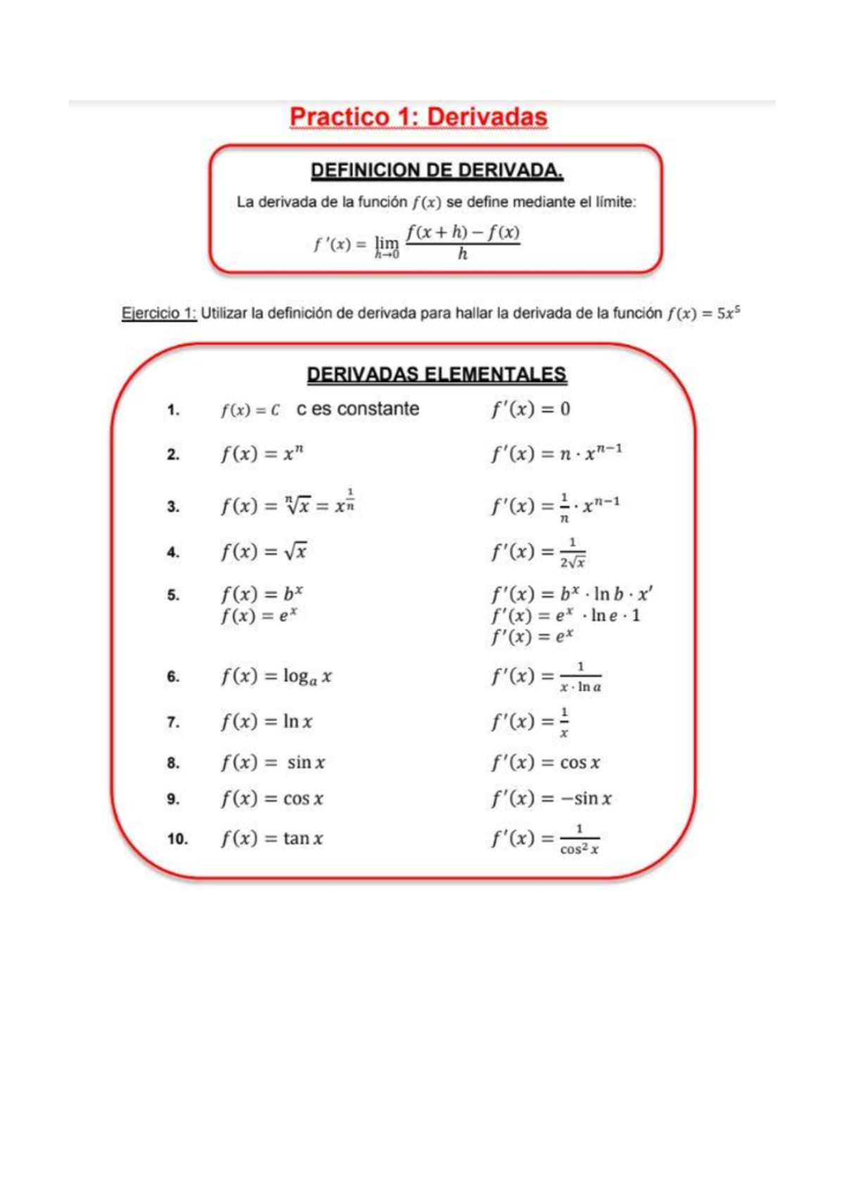Derivadas - Análisis Matemático I - Studocu