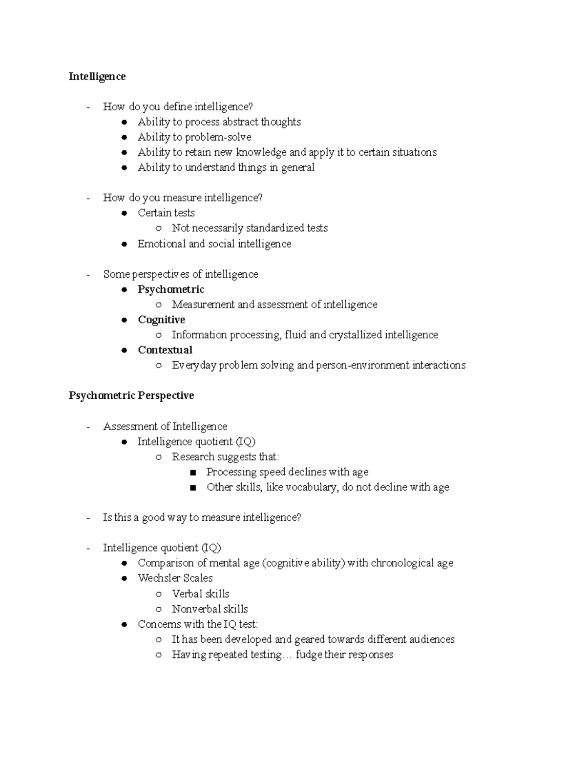 PSYC- Intelligence, Creativity, and Problem Solving - Intelligence ...