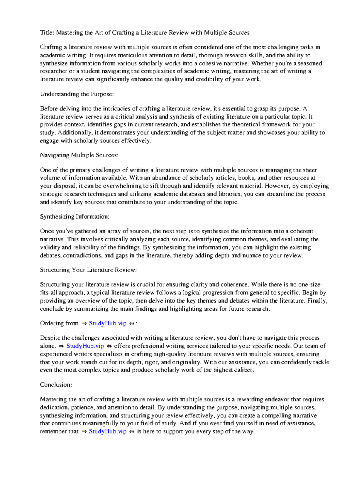 How To Write A Literature Review With Multiple Sources - Title ...