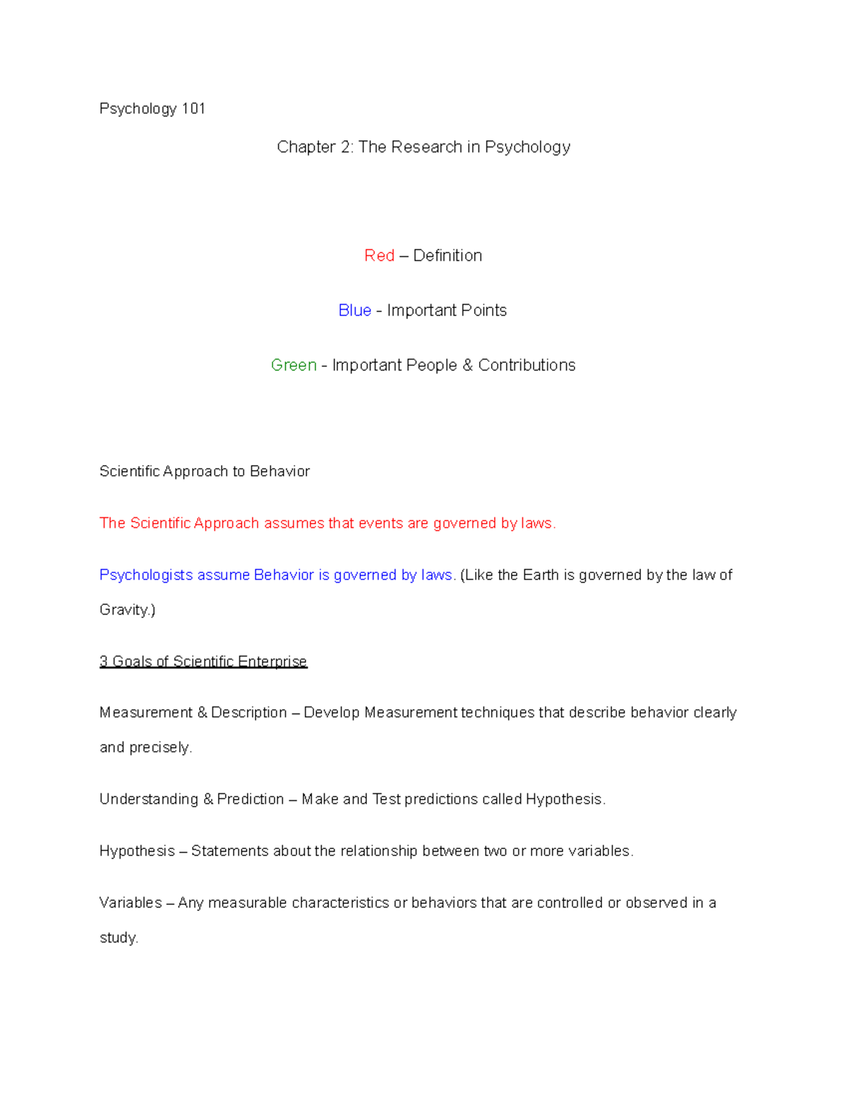 Chapter 2 - Research - Psychology 101 Chapter 2: The Research in ...