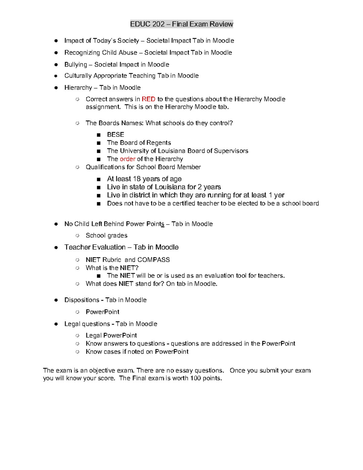 EDUC 202 – Exam Review - EDUC 202 – Final Exam Review Impact of Today’s ...