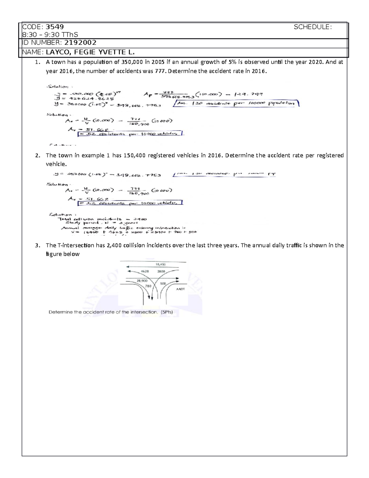 3549 Layco Fegieyvette 2192002 P-CW01 - CODE: 3549 SCHEDULE: 8:30 – 9: ...