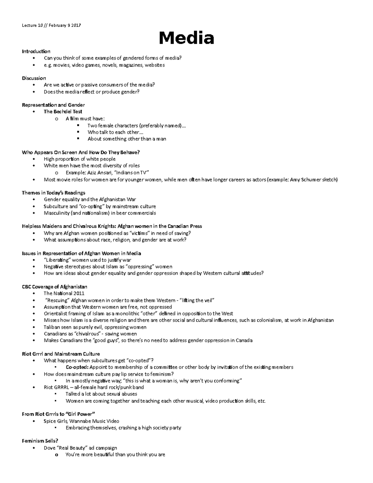 SOC 301 - February 9 - Media - Lecture 10 // February 9 2017 Media ...