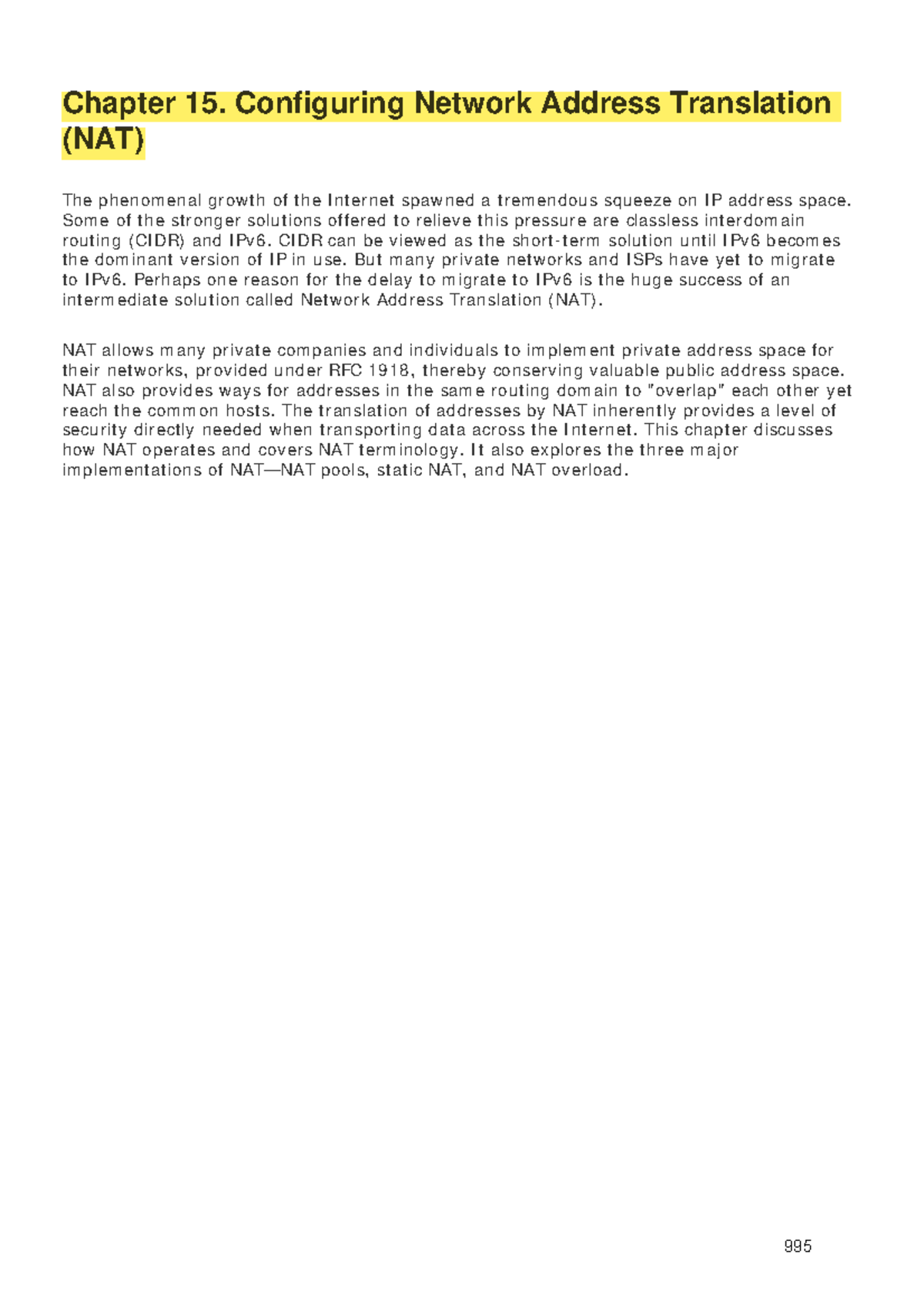 Chapter 15 Configuring Network Address Translation - Chapter 15. Configuring Network Address ...